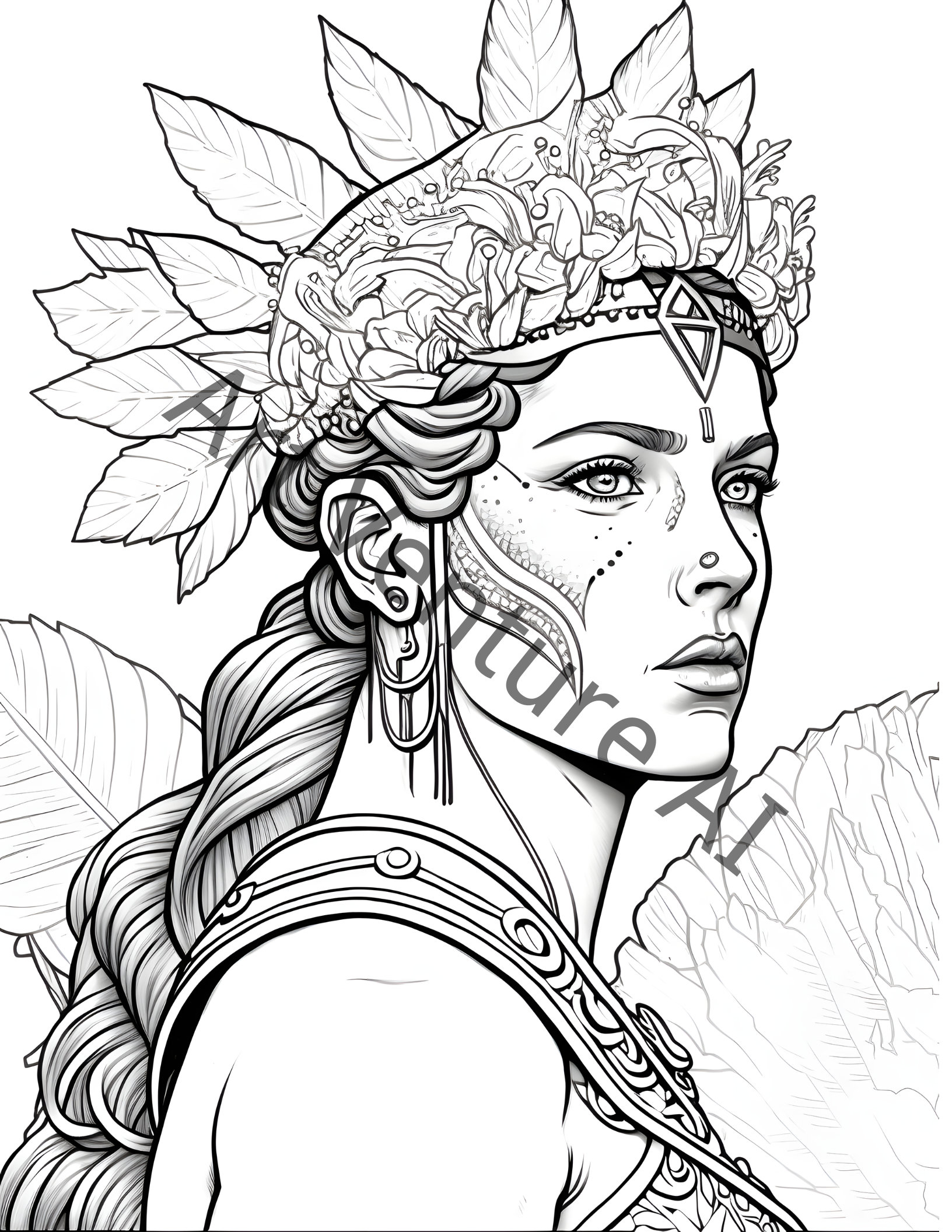 Grayscale Aztec Queen Coloring Book Set 1 30 Printable Adult - Etsy