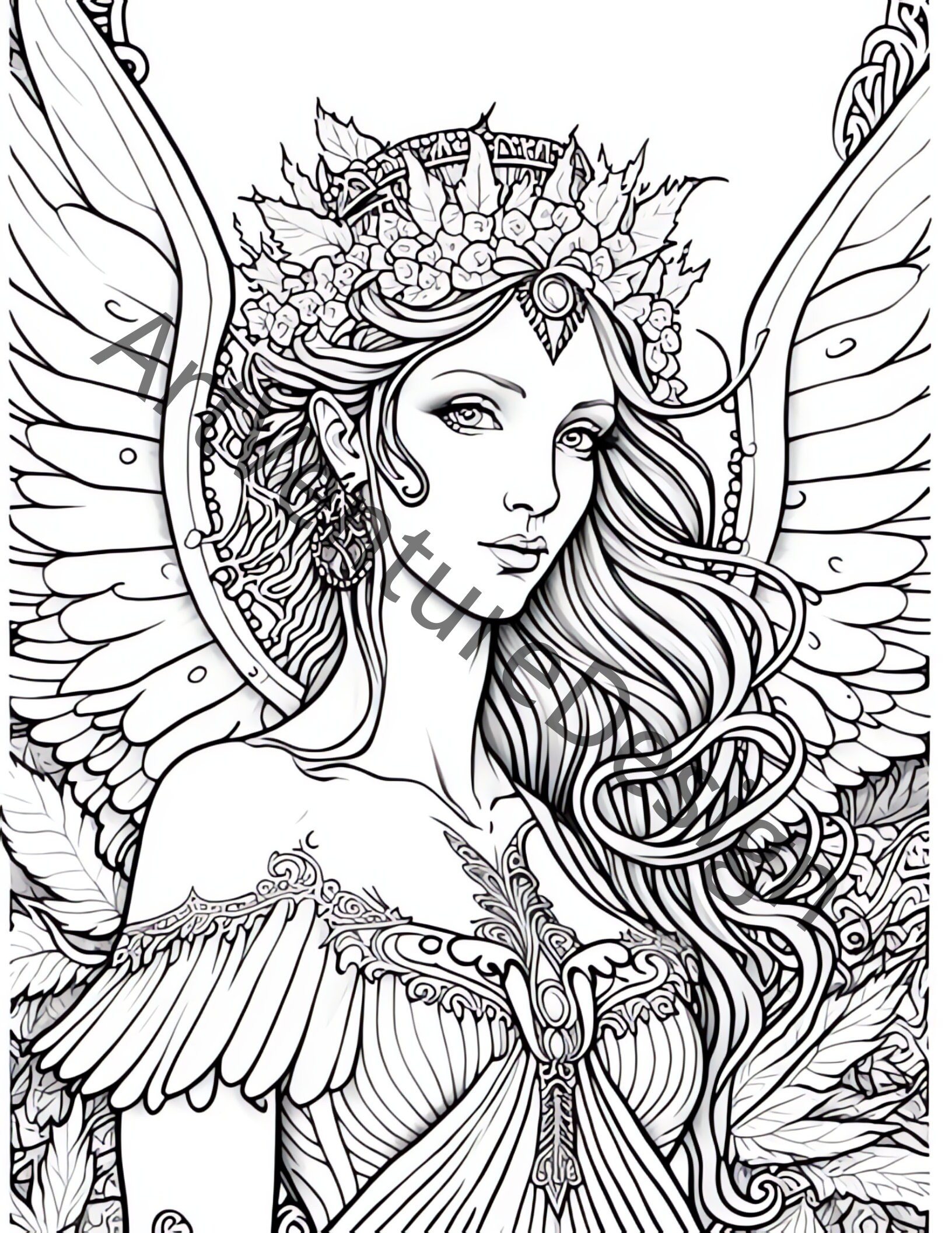 Grayscale Woodland Fairies Coloring Book Set 1 30 Printable Adult ...