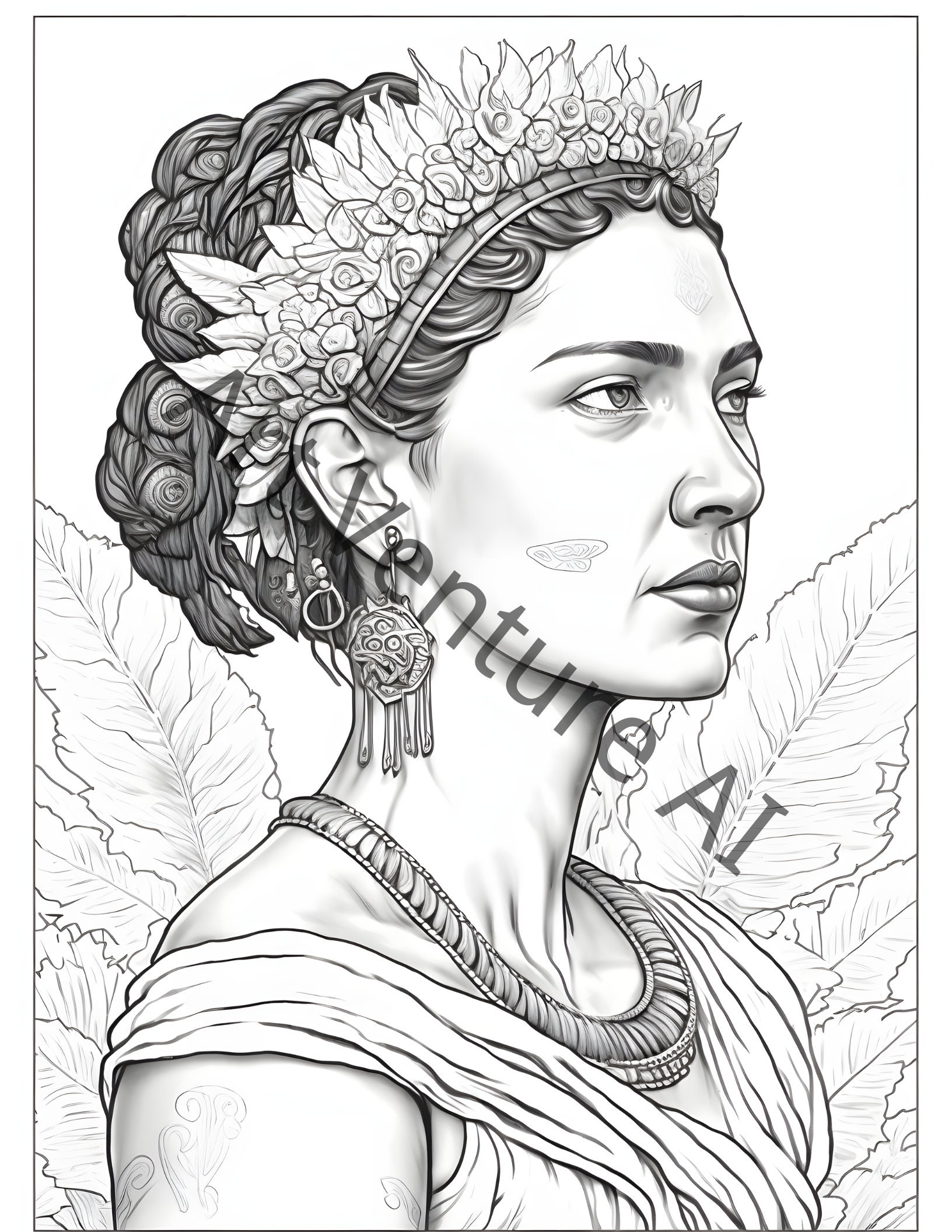 Grayscale Aztec Queen Coloring Book Set 1 | 30 Printable Adult Coloring ...