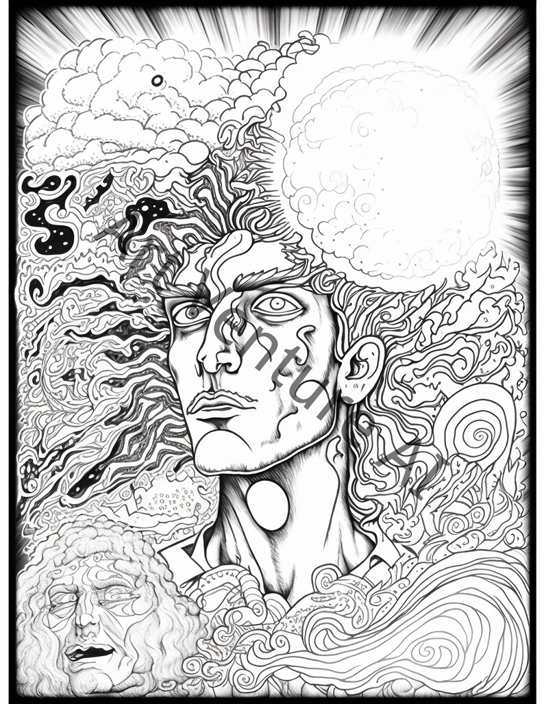 Grayscale Trippy Psychedelic Coloring Book Set 1 | 30 Printable Adult ...