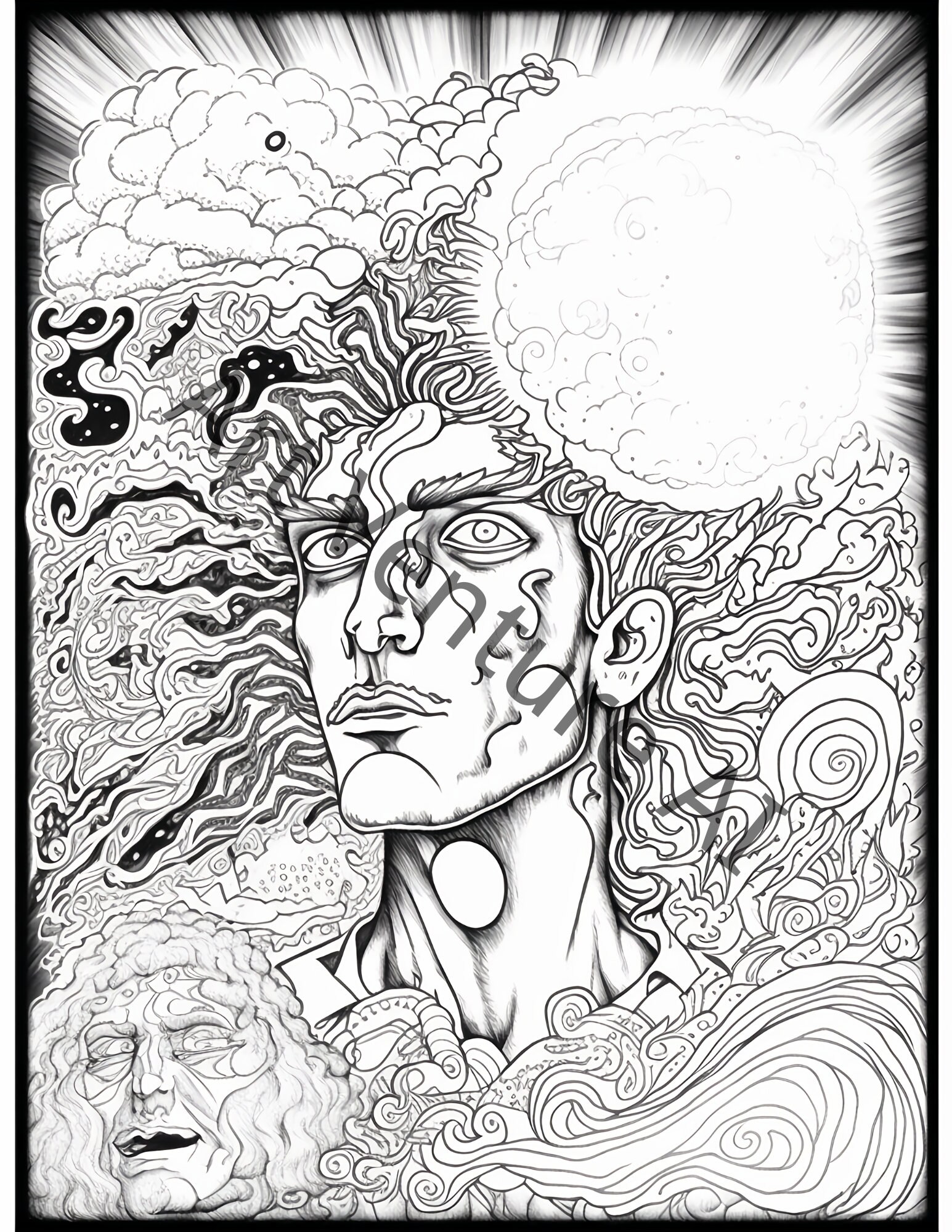 Grayscale Trippy Psychedelic Coloring Book Set 1 | 30 Printable Adult ...