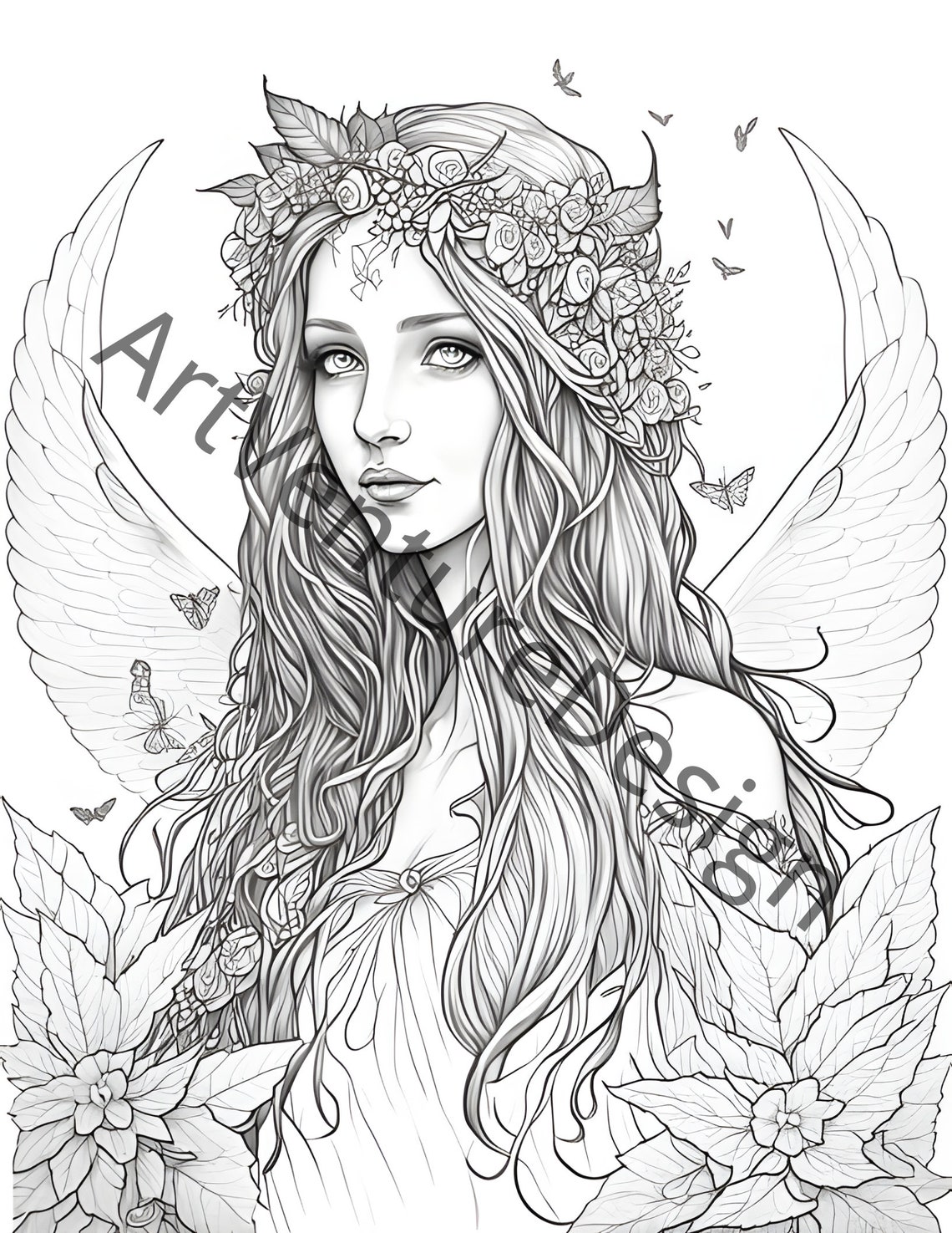 Grayscale Elf Princess Coloring Book Set 1 30 Printable - Etsy