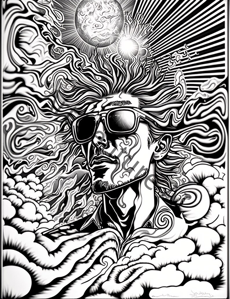 Grayscale Trippy Psychedelic Coloring Book Set 1 | 30 Printable Adult ...