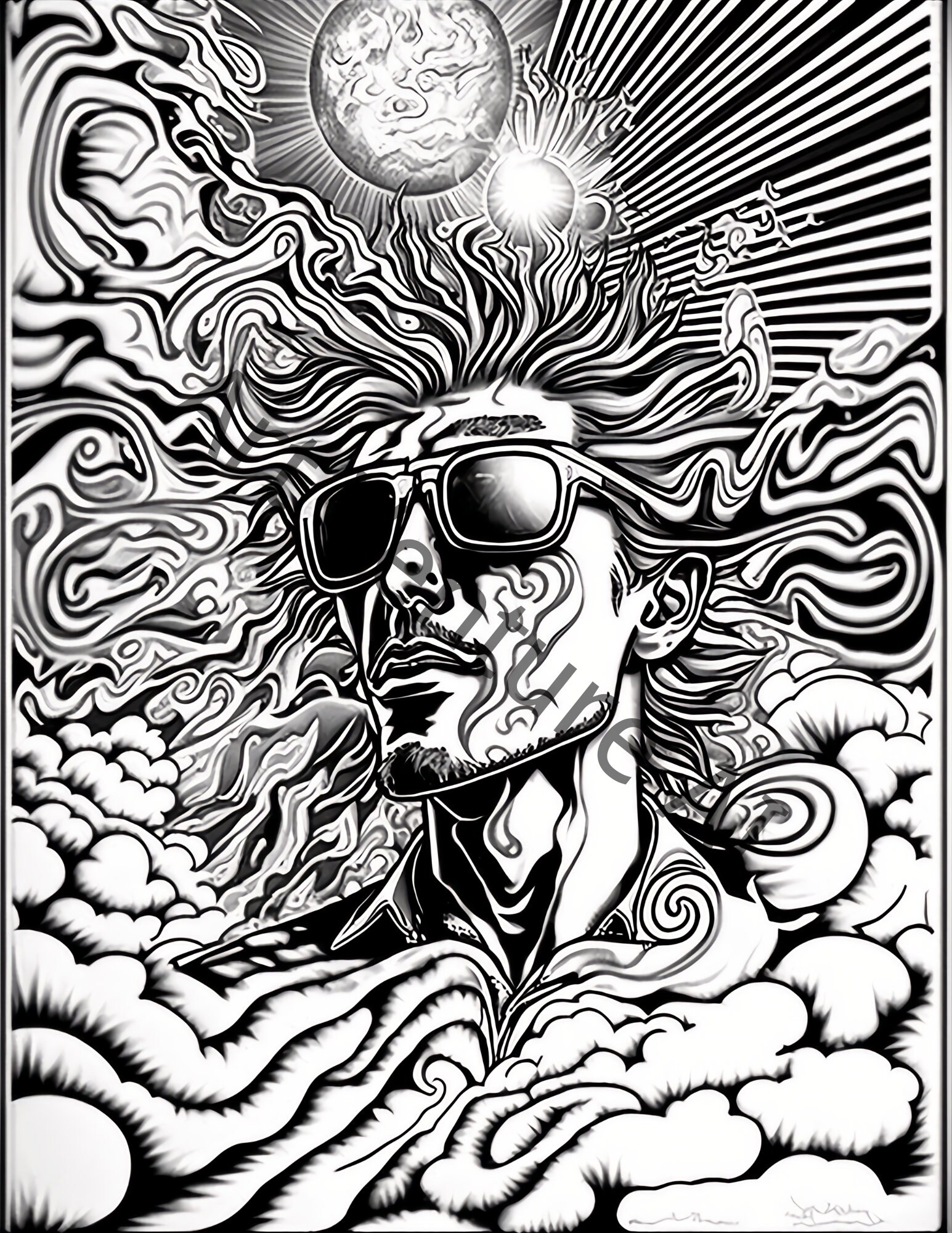 Grayscale Trippy Psychedelic Coloring Book Set 1 | 30 Printable Adult ...