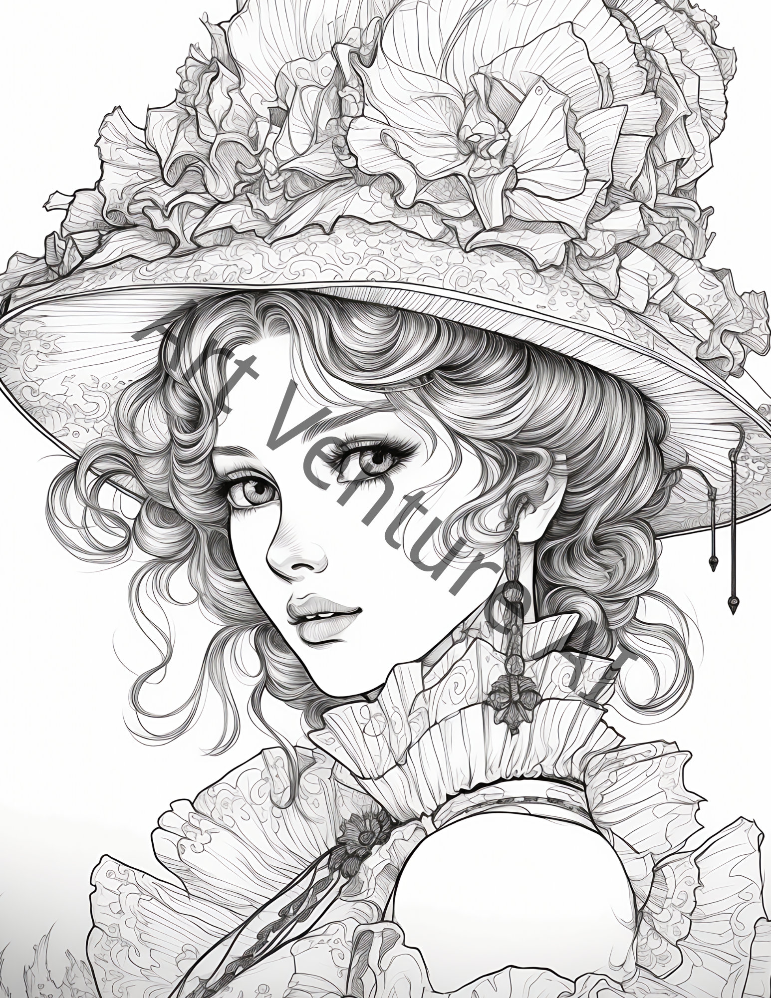 Grayscale Victorian Woman Coloring Book for Adults 30 Printable Adult ...