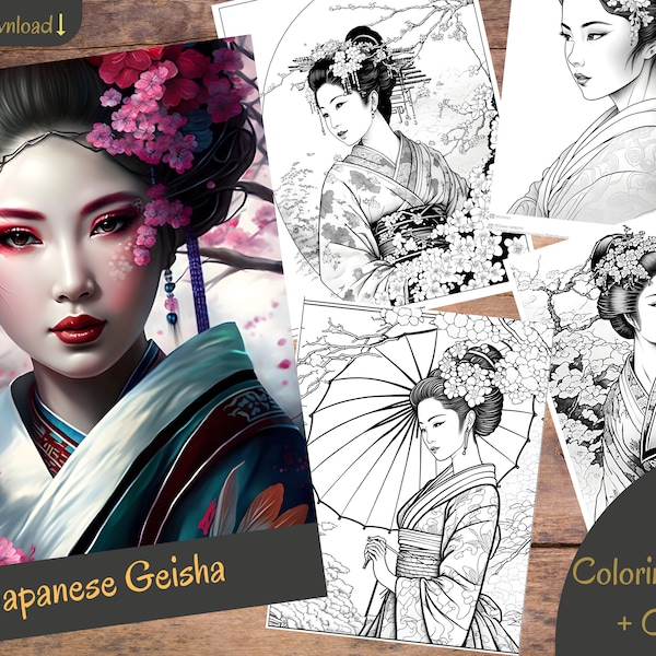 Geisha Coloring Book - Etsy
