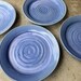 Set of 4 Wheel Thrown Plates, Medium Ceramic Plates, Periwinkle Blue ...