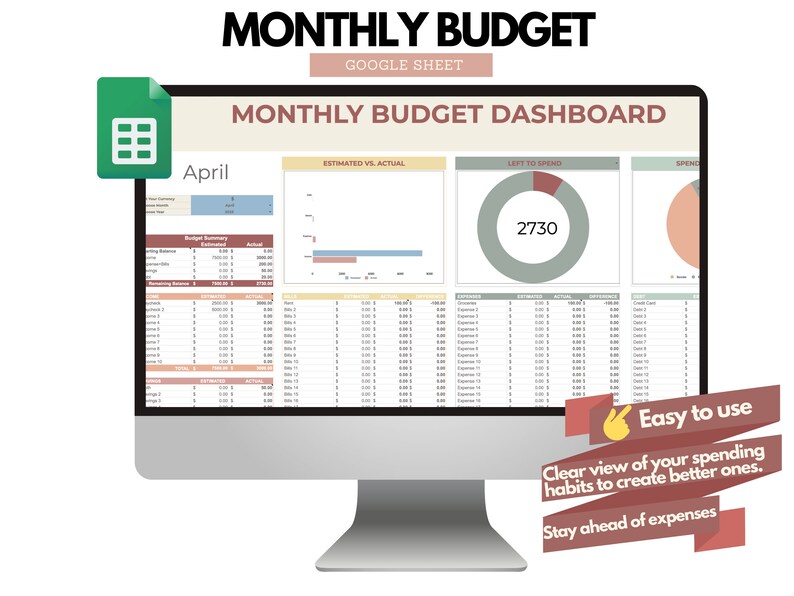 Digital Monthly Budget Planner • Google Sheets Boho Budget Template ...