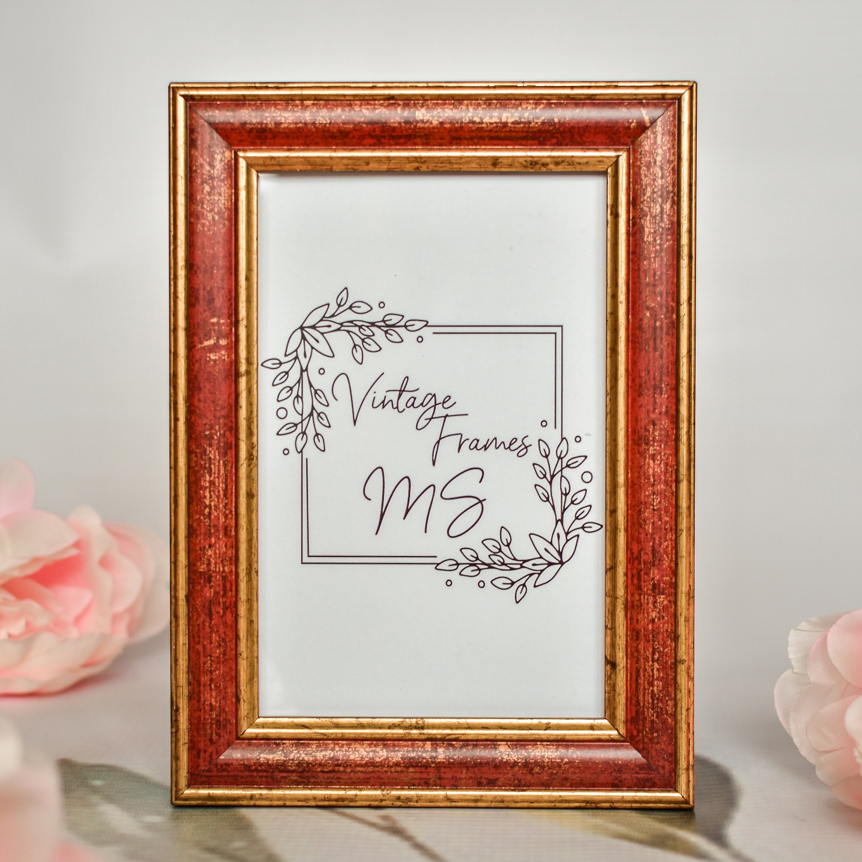 Elegant Vintage Wood Frame. Gold and Dark Red Color. Vintage Style ...