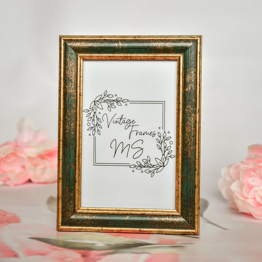 Elegant Vintage Wood Frame. Gold and Dark Green Color. Vintage Style ...