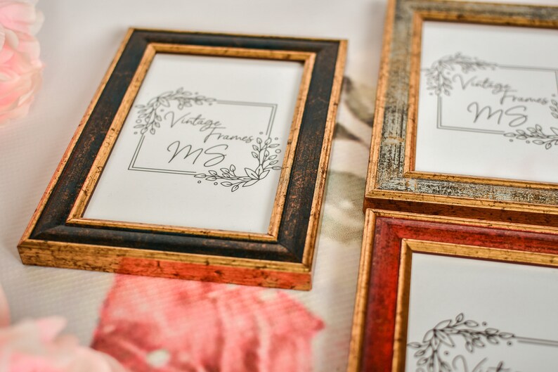 Elegant Vintage Wood Frame. Gold and Dark Blue Color. Vintage Style ...