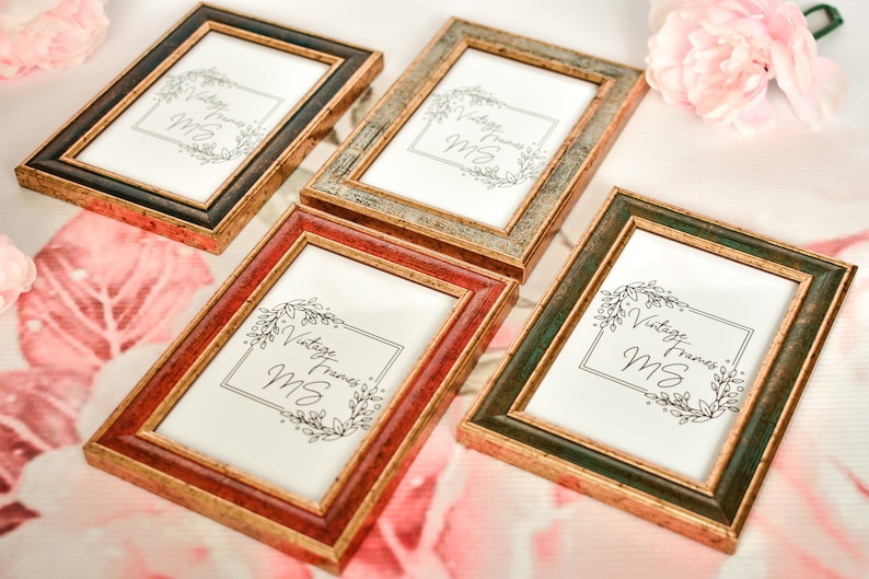 Elegant Vintage Wood Frame. Gold and Dark Blue Color. Vintage Style ...