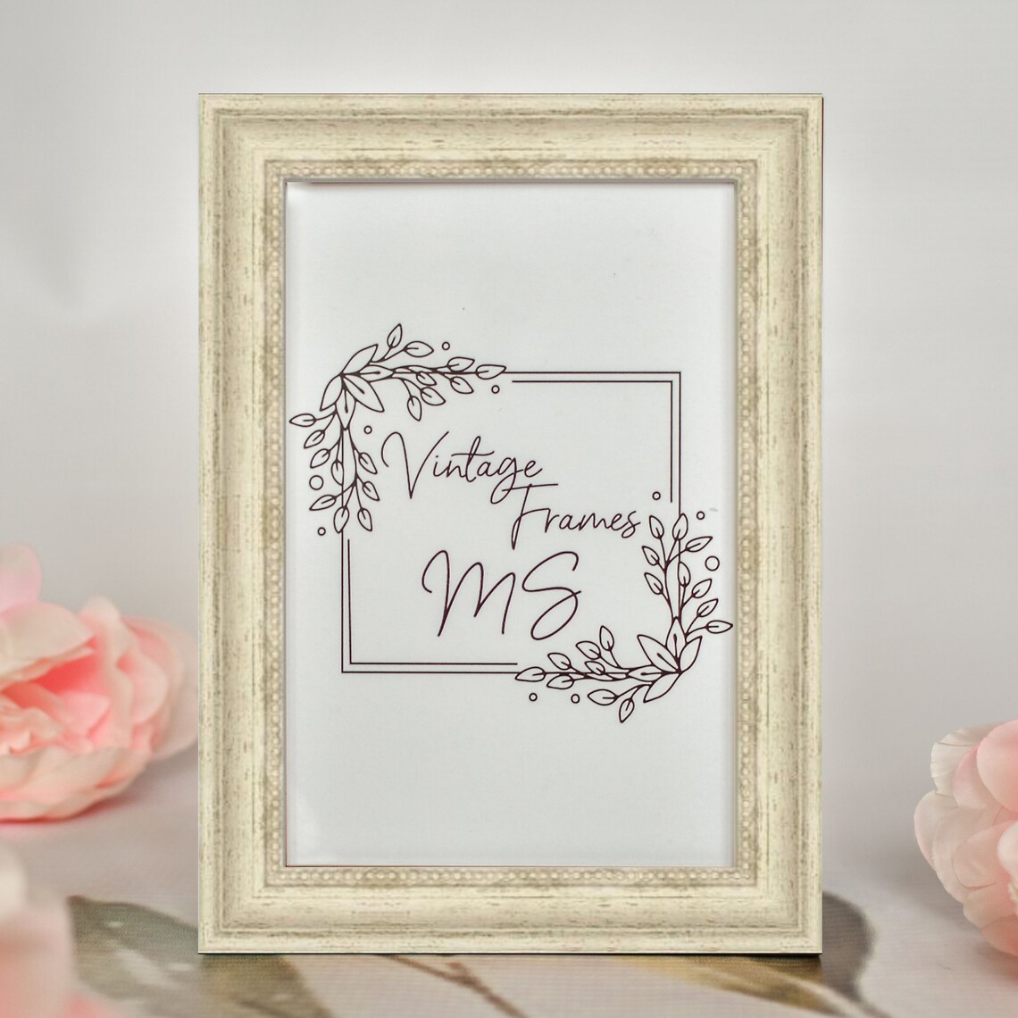 Elegant Vintage Frame. White Color. Vintage Style Photo Frame. PVC Art ...