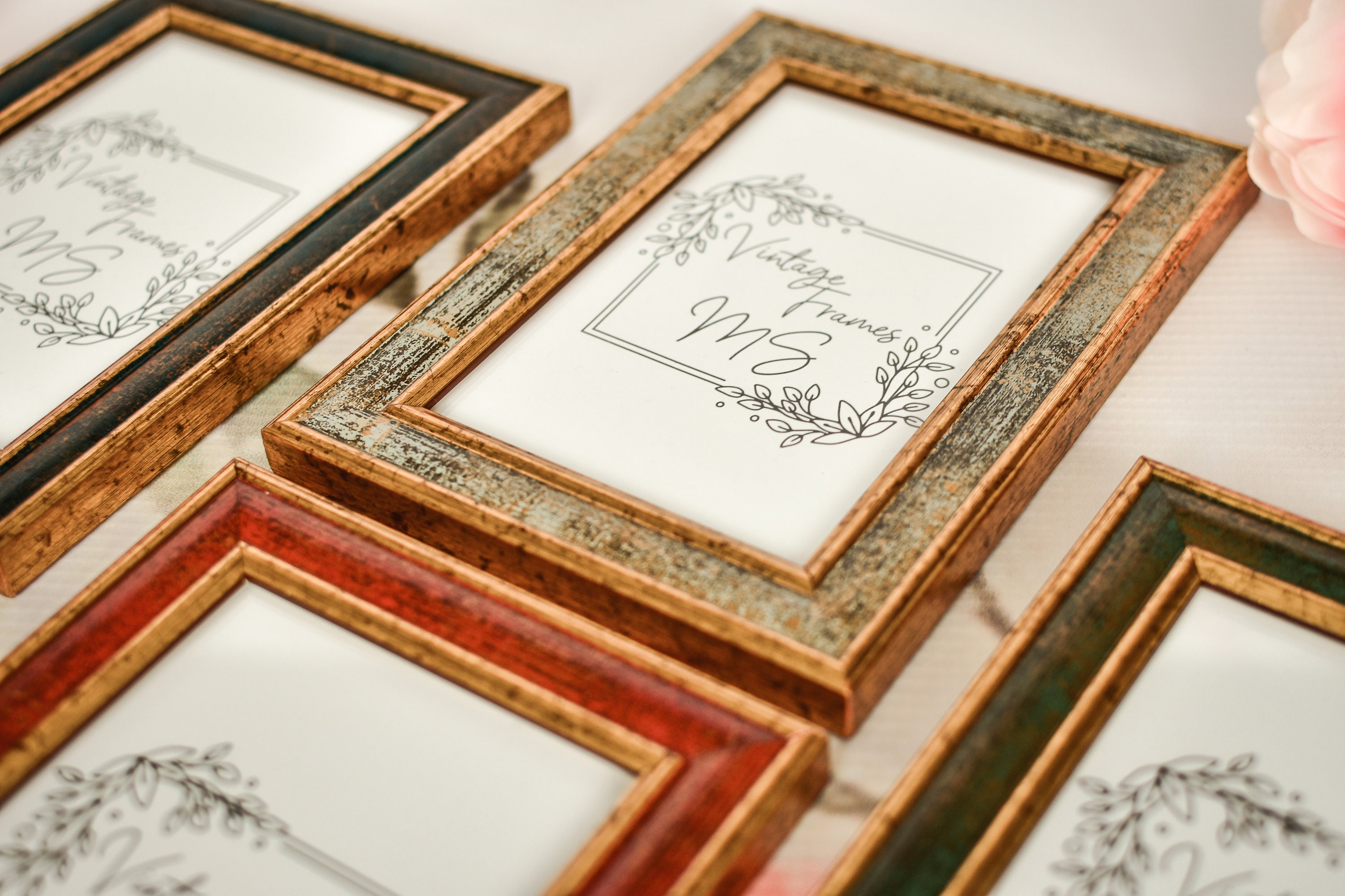 Elegant Vintage Wood Frame. Gold and Dark Red Color. Vintage Style ...