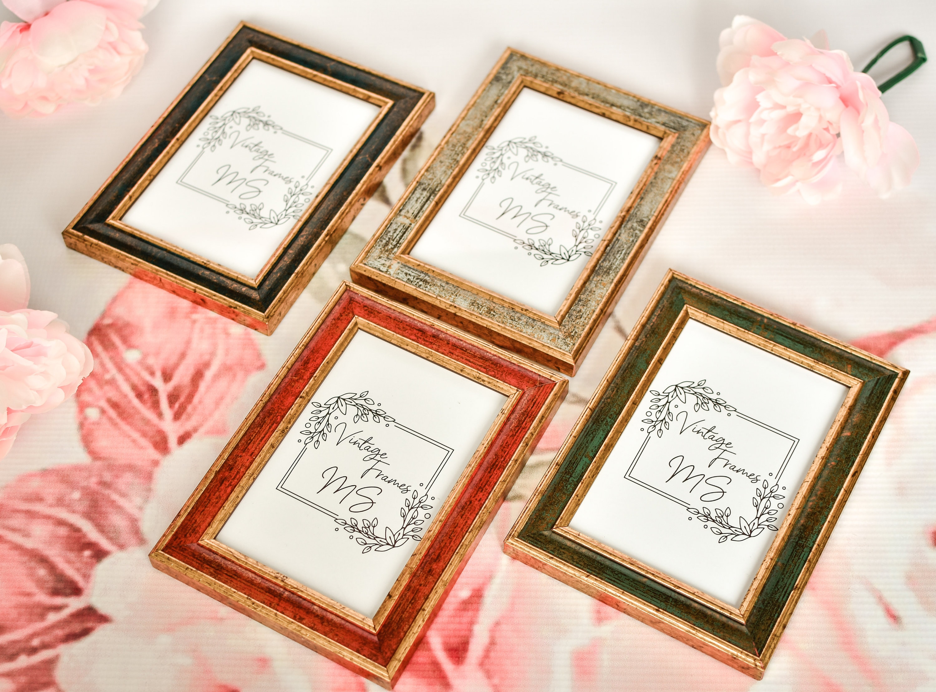 Elegant Vintage Wood Frame. Gold and Dark Red Color. Vintage Style ...