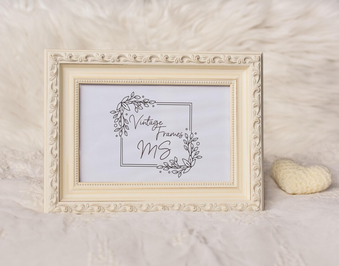 Elegant Vintage WHITE Floral Wood Frame. White Color. Vintage Style ...