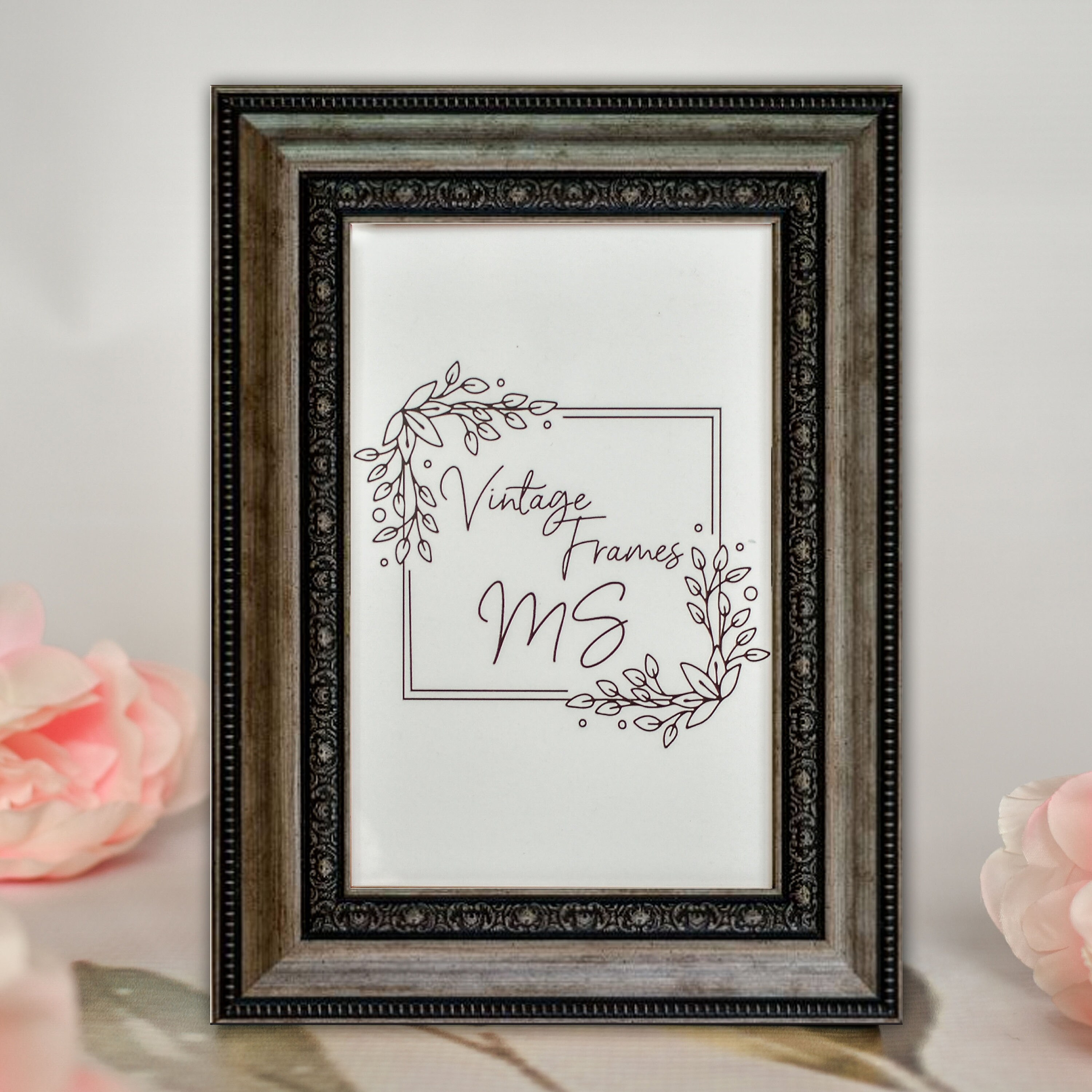 Elegant Vintage Frame. Silver Color. Vintage Style PVC Photo Art Frame. Classic Frame. Custom ...