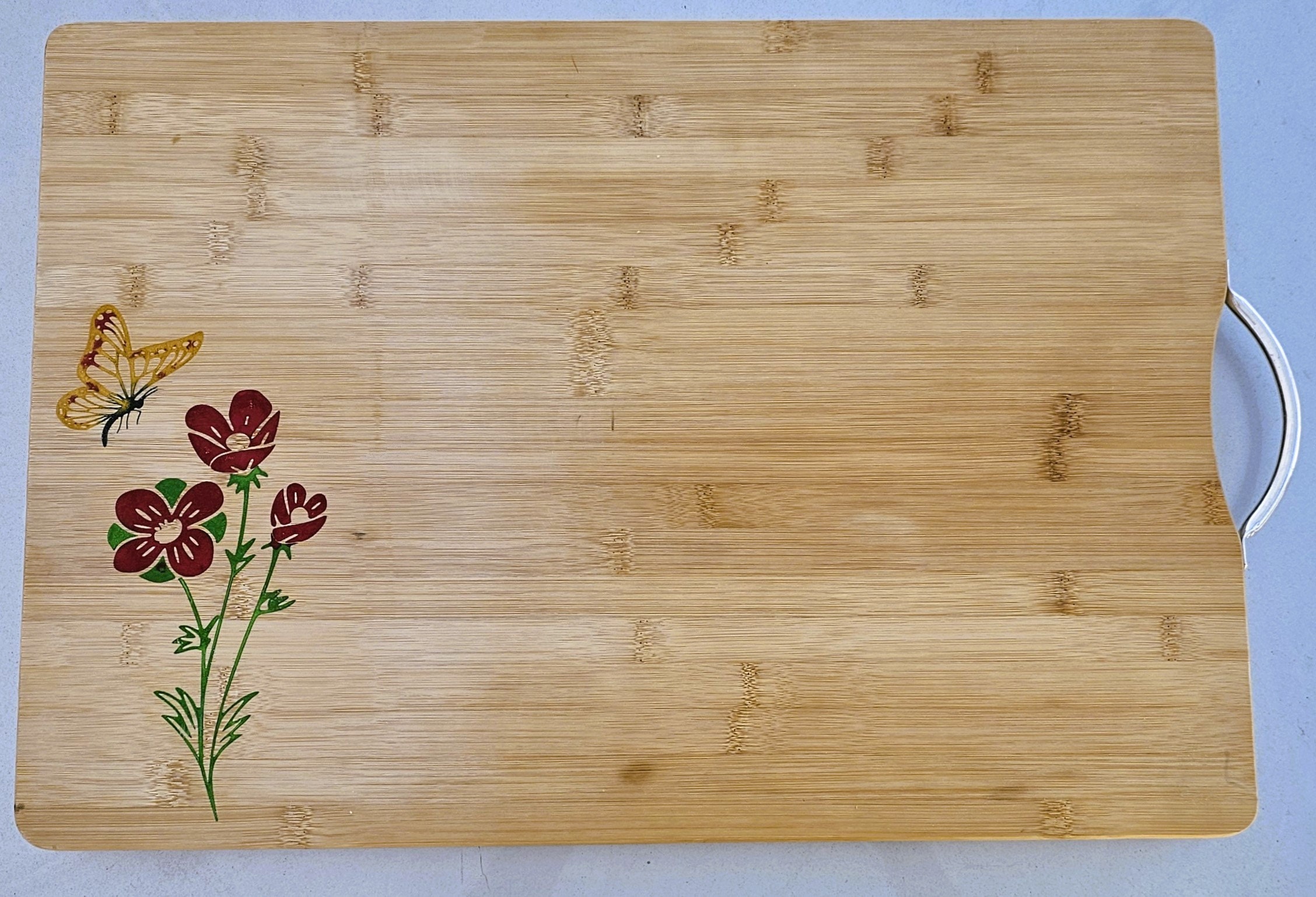 Butterfly and Flower Epoxy Inlay Bamboo Cutting Board - Etsy