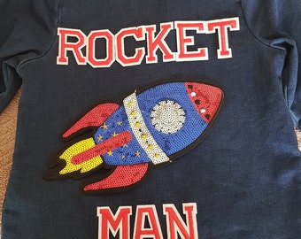 Crystal Sequins Beaded Star Moon Planet Rocket Applique Cloth DIY Badge ...