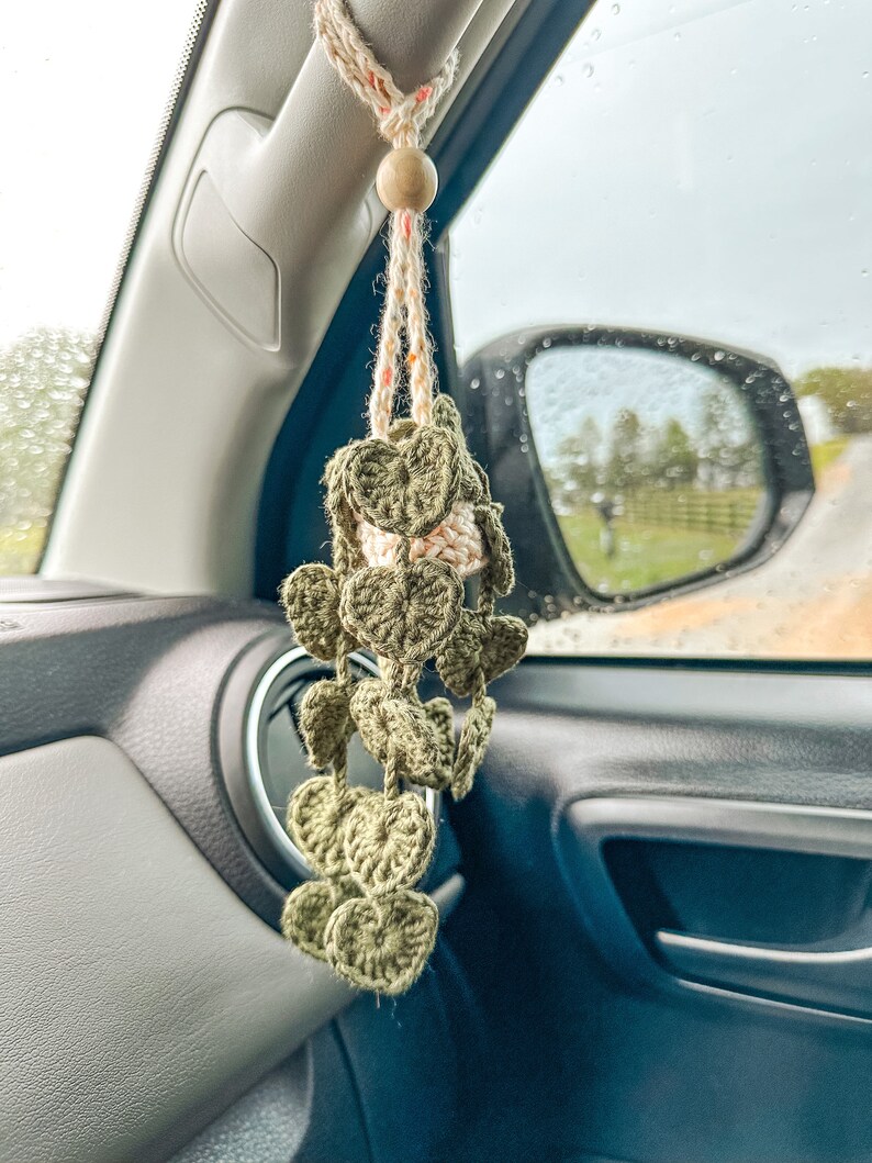 Crochet Hanging Plant Charm With White Pot | Car Accessory | String of ...
