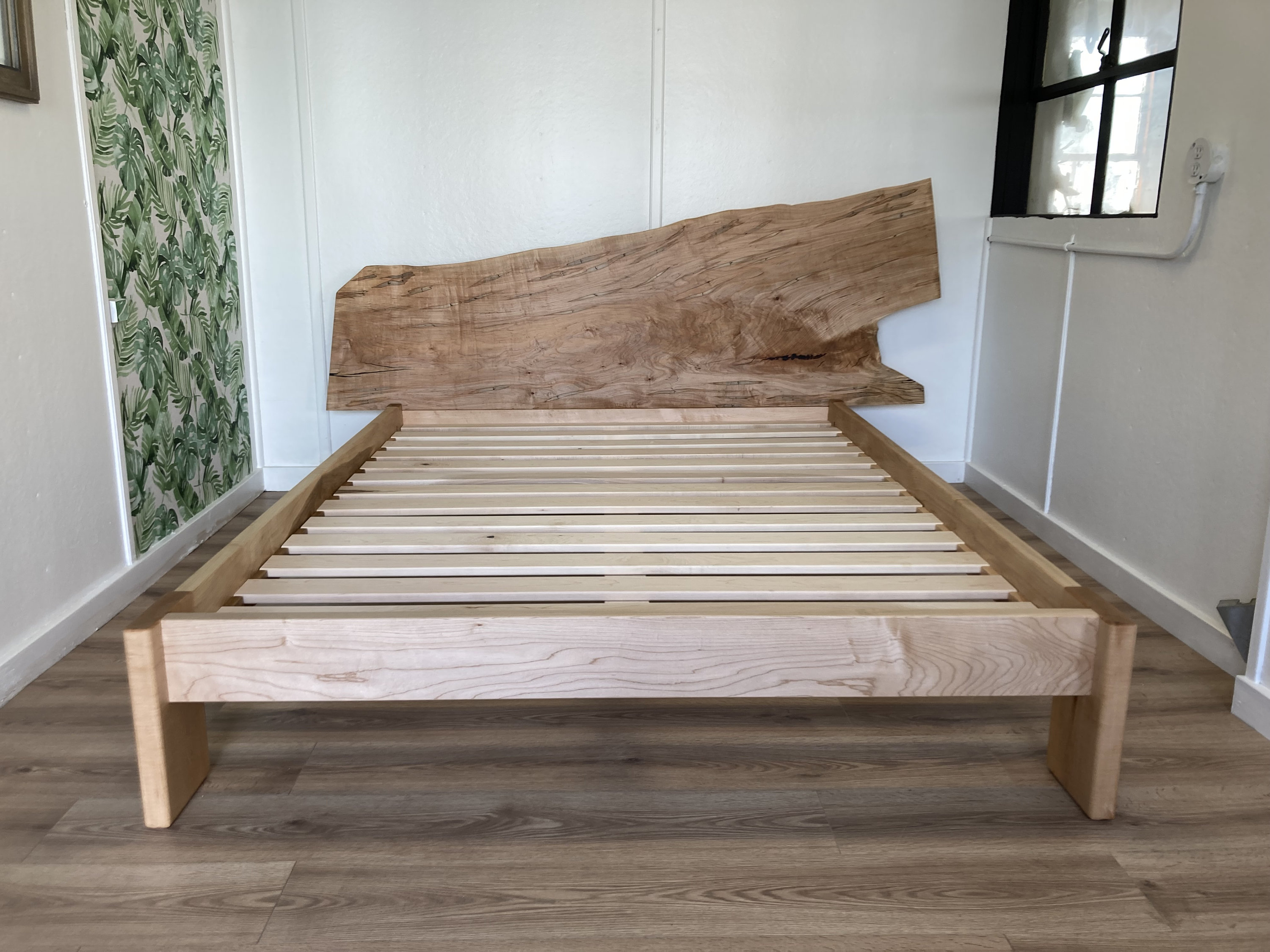 Queen Size Bed Frame With Live Edge Maple Headboard - Etsy