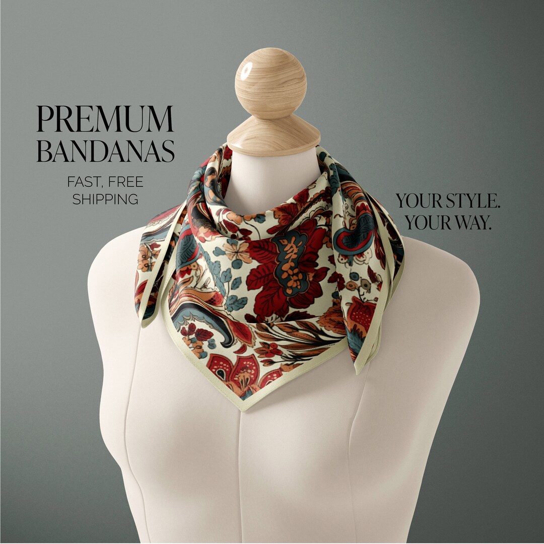 Vintage Paisley Bandana Red Neckerchief Paisley Silk Scarf Paisley ...