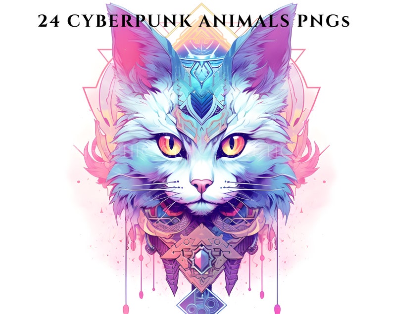 Cyberpunk Animals Digital Clipart Bundle Futuristic and Sci-fi ...