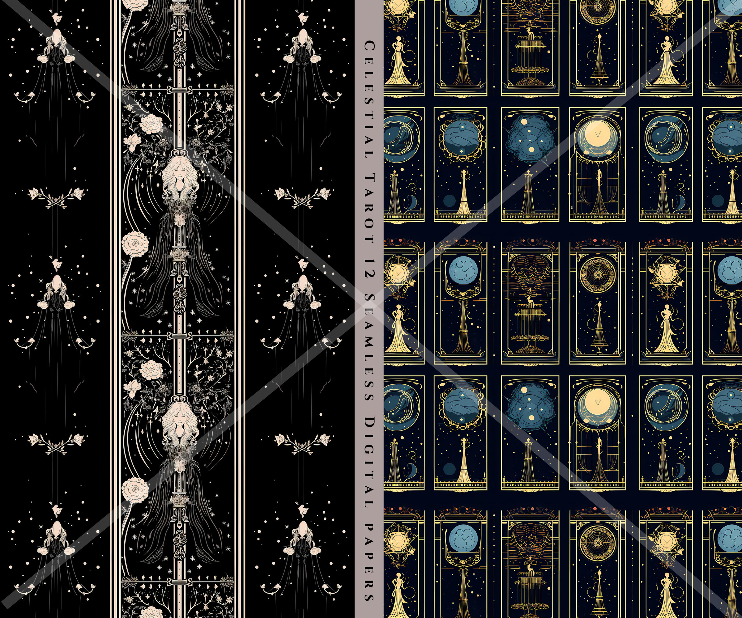 Celestial Tarot Digital Paper: Arcane Esoteric Patterns (JPEG) - Etsy