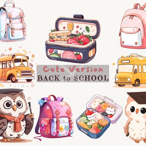 Back to School Clipart Bundle - 57 Cute Cartoon Illustrations, Cute ...