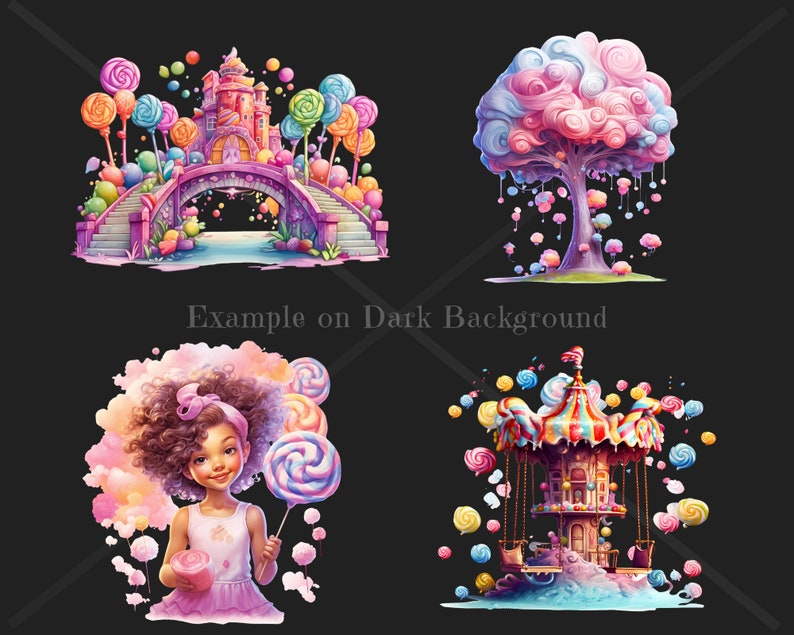 Candyland Clipart Bundle – Candy Houses, Lollipops, Cute Girls (PNG ...