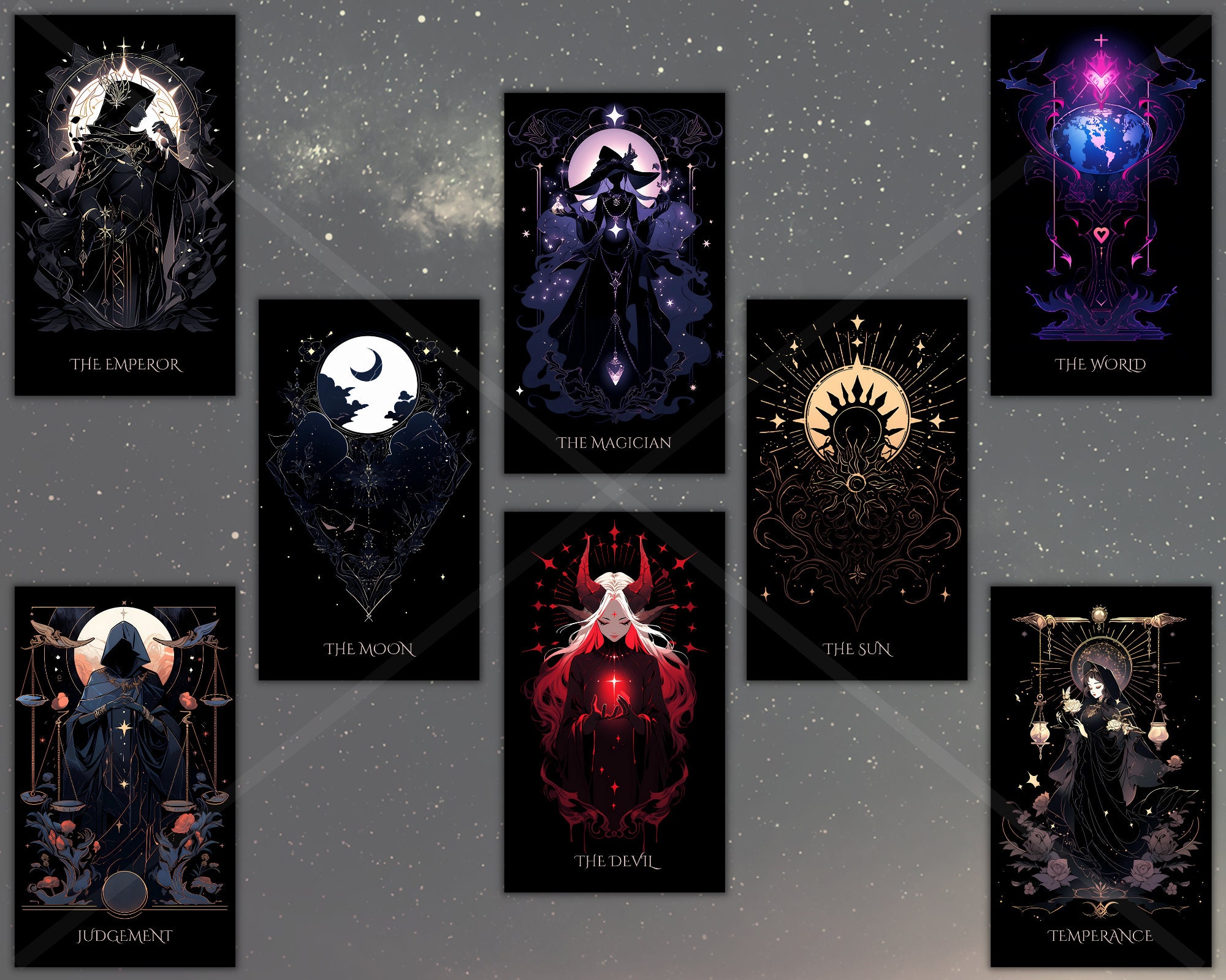 Arcane Tarot Card Illustrations & Clipart high-quality - Etsy
