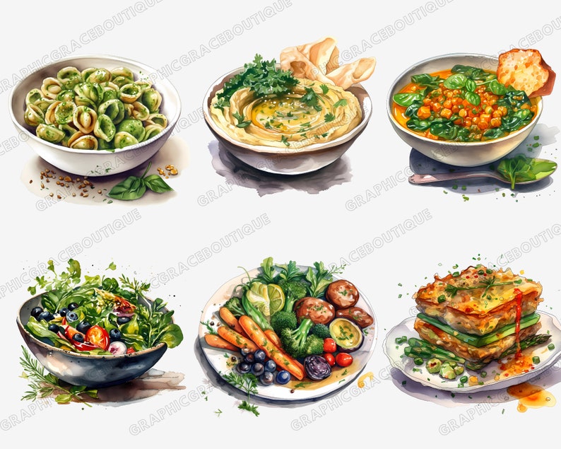 Healthy Meals Digital Clipart Bundle Healthy Foodwhole - Etsy