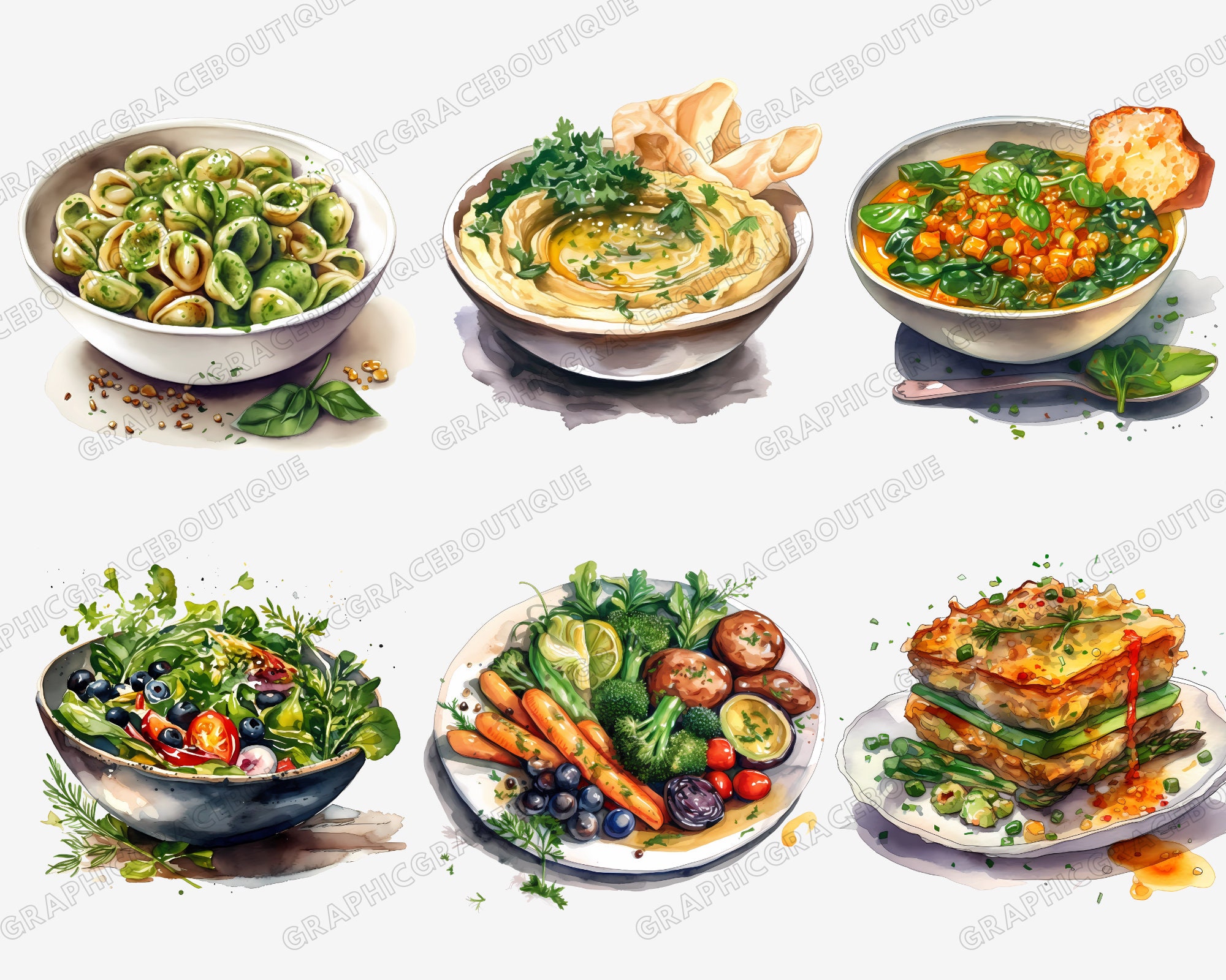 Healthy Meals Digital Clipart Bundle Healthy Foodwhole - Etsy