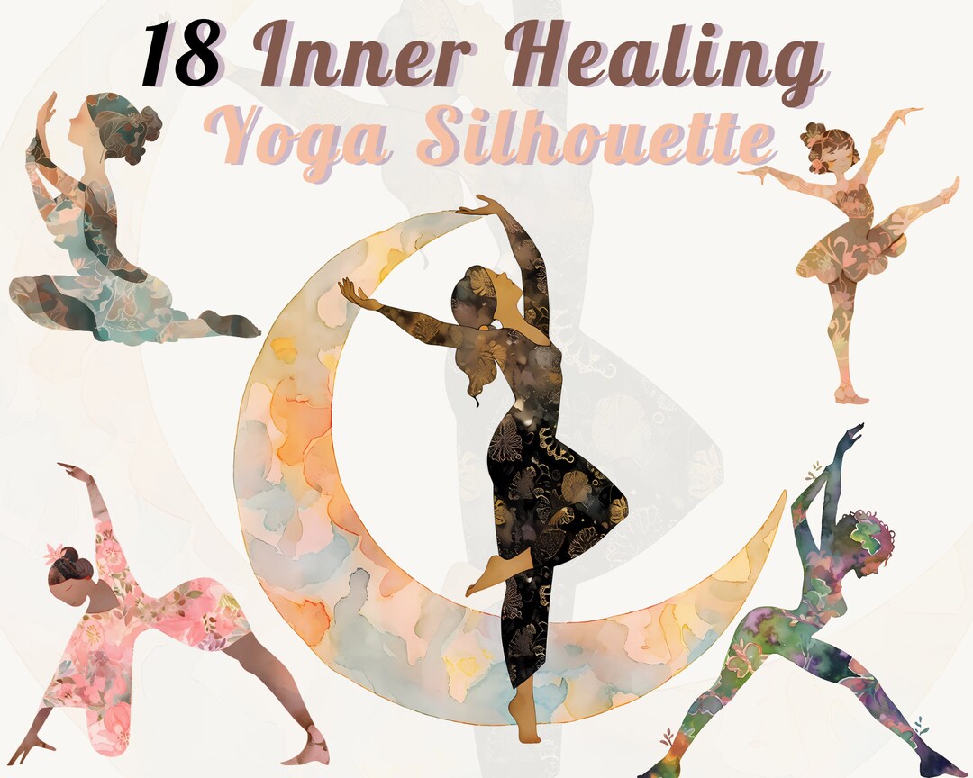 Yoga Inner Healing Watercolor Silhouettes - Spiritual Woman Clipart ...