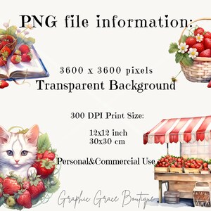 Watercolor Strawberries Clipart Bundle: Strawberry Delights & Themed ...