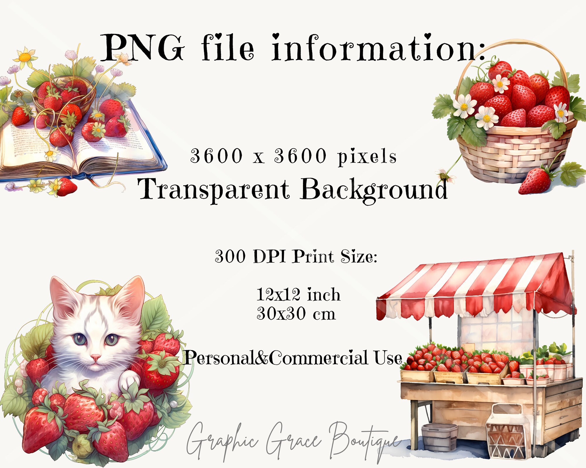 Watercolor Strawberries Clipart Bundle: Strawberry Delights & - Etsy