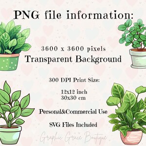 Cute Potted House Plants Clipart Bundle - Watercolor and Cartoon Style ...