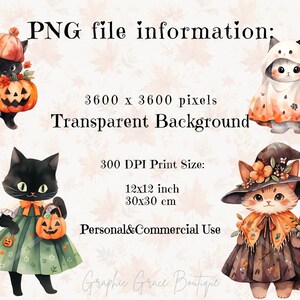 Watercolor Halloween Cat Clipart Bundle: Cute Cats in Witch Hats ...