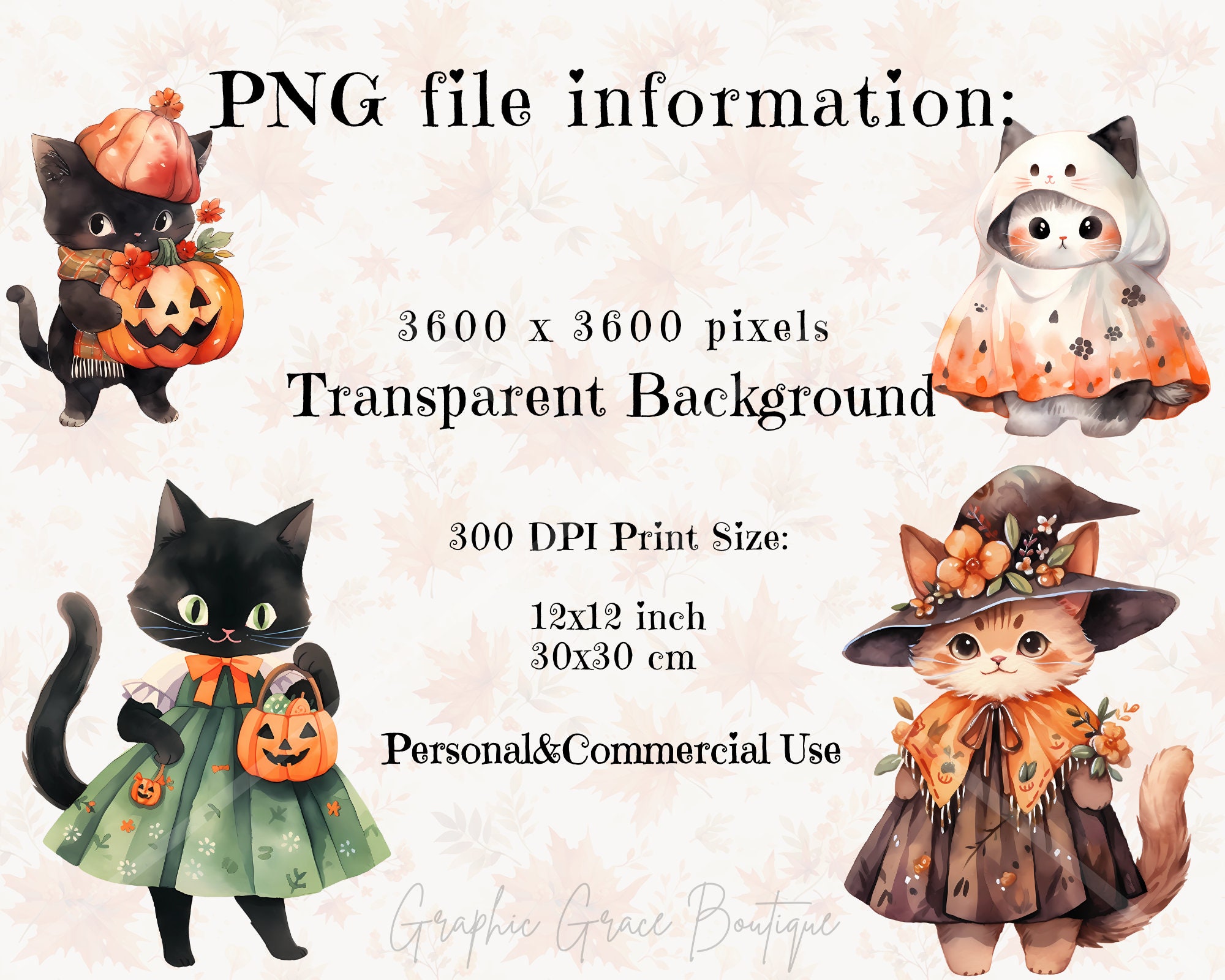 Watercolor Halloween Cat Clipart Bundle: Cute Cats in Witch - Etsy