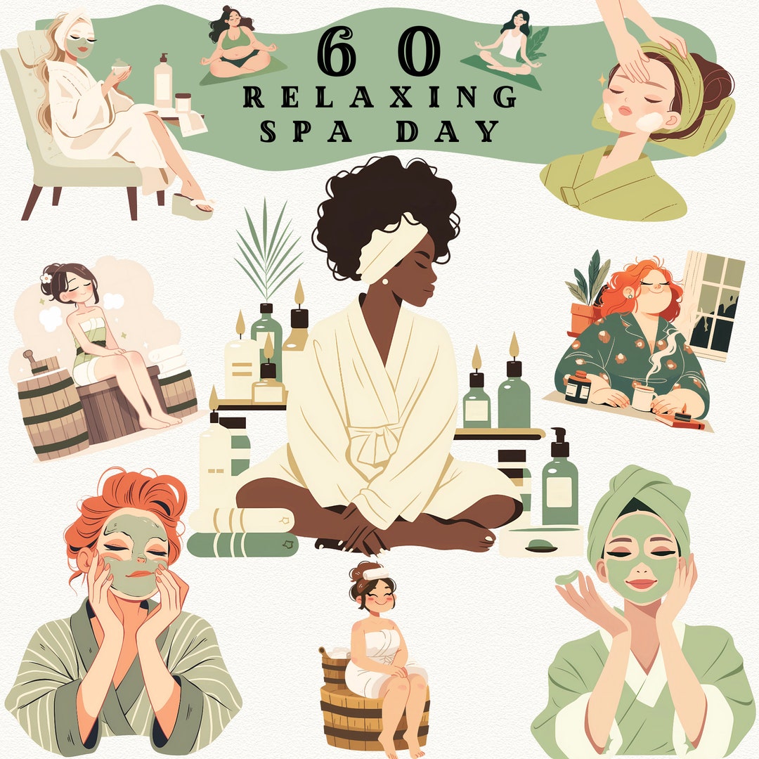 Relaxing Spa Day Clipart, Adorable Clipart, Spa Girl Clipart, Bath ...