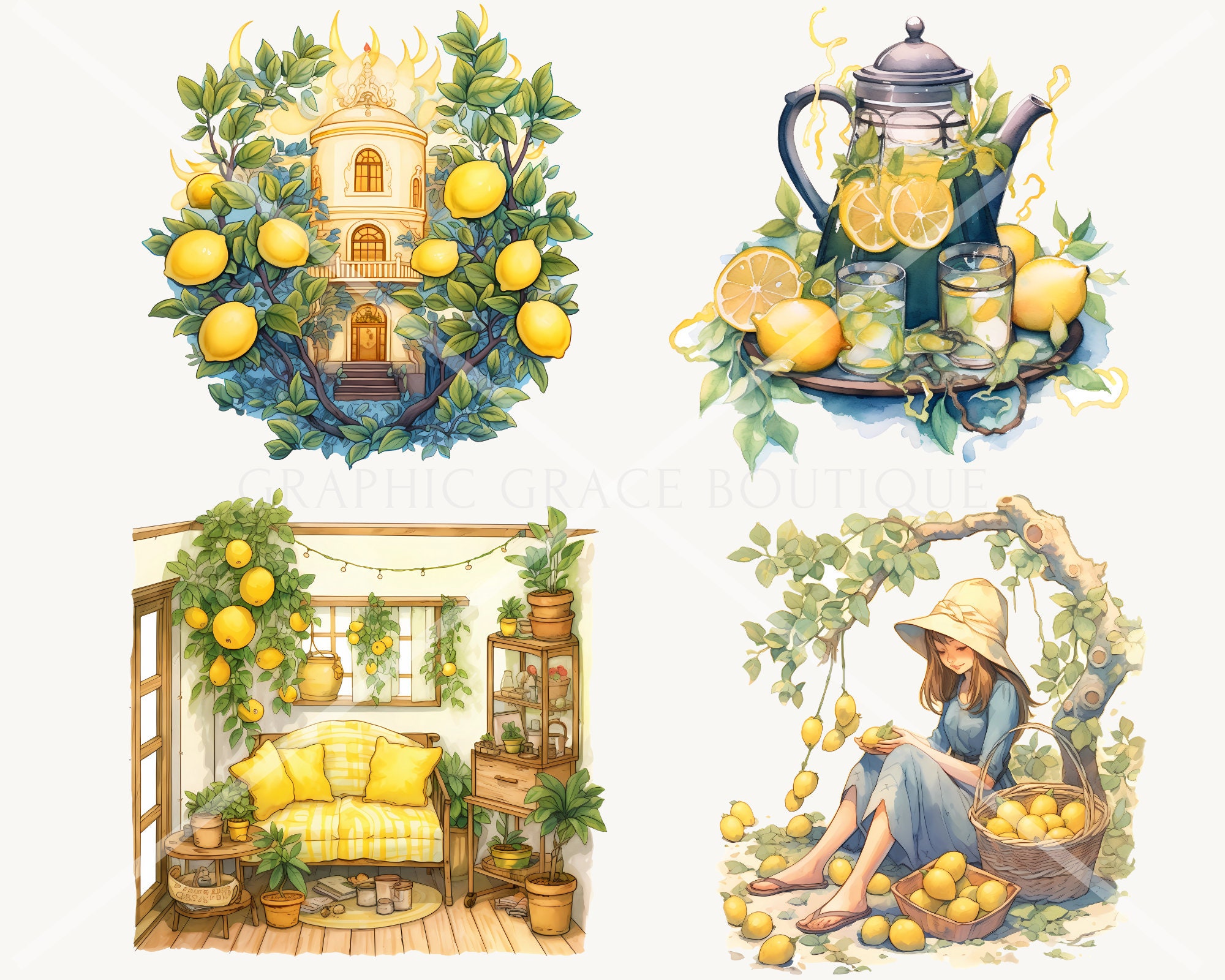 Watercolor Lemon Clipart: Citrus Fruit Designs (digital PNG) - Etsy