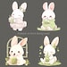 Cute Matcha Bunny Digital Stickers, Cozy Green Drink Clipart Journaling ...