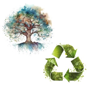 Earth Day Clipart Bundle, Instant Download Watercolor Digital PNG ...