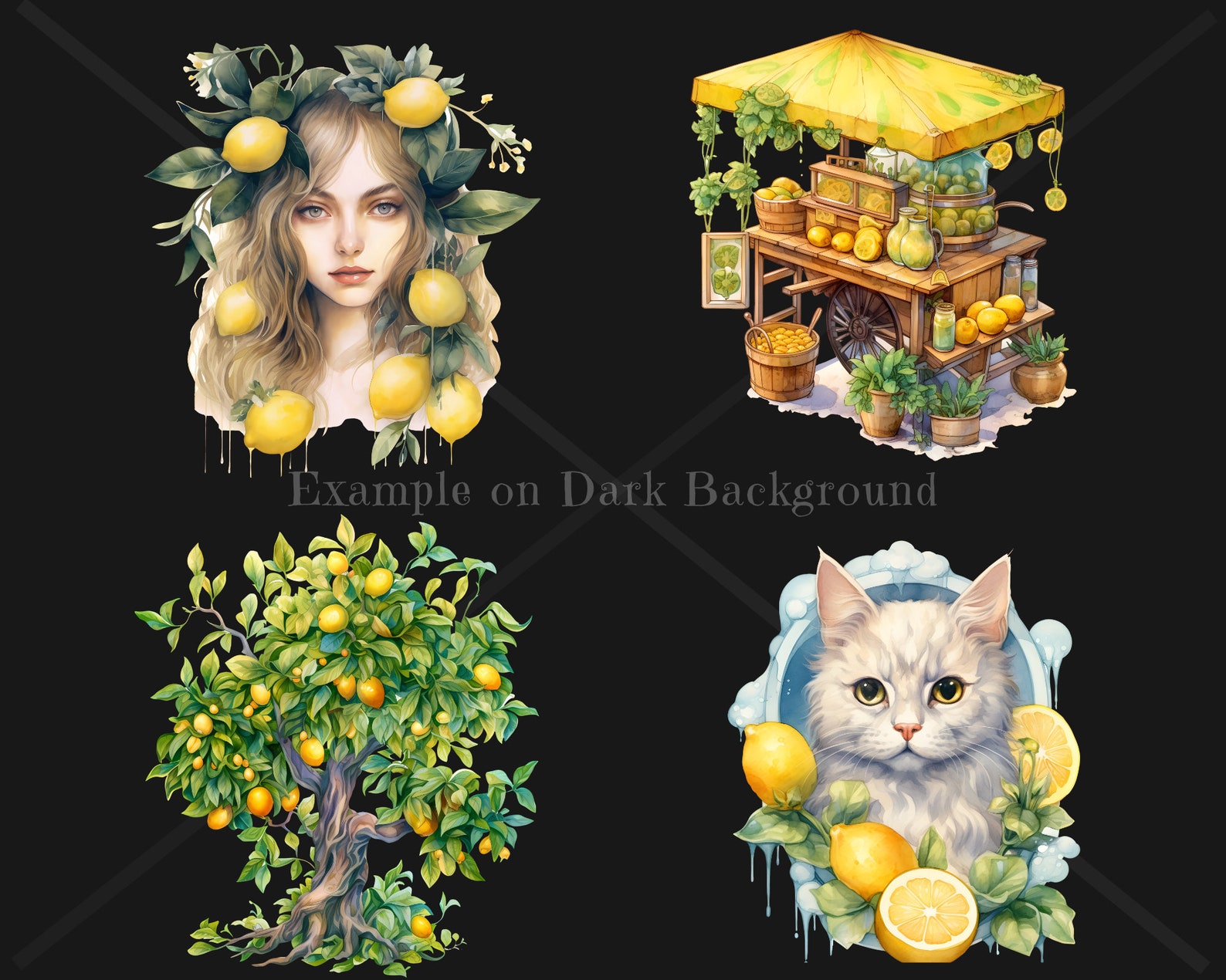 Watercolor Lemon Clipart: Citrus Fruit Designs (digital PNG) - Etsy