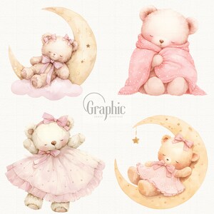 Adorable Pastel Pink Watercolor Teddy Bear Clipart | Pink Teddy Bear ...