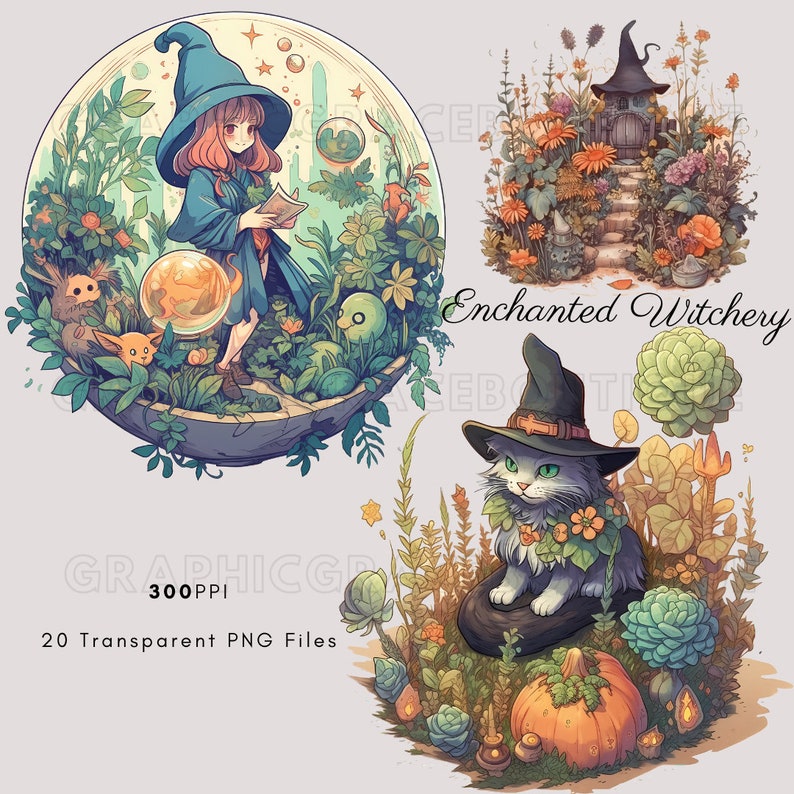 Witch Clipart Watercolor Enchanted Witchery Clipart Bundle - Etsy