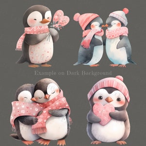 Watercolor Love Penguin Clipart, Nursery Clipart, Valentine Animal ...