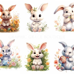 Adorable Bunny Watercolor Clipart Bundle – Digital PNG Images for ...