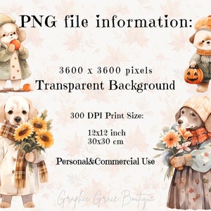 Watercolor Autumn Dogs Clipart: Cute Dogs in Fall Outfits, Cozy Autumn ...