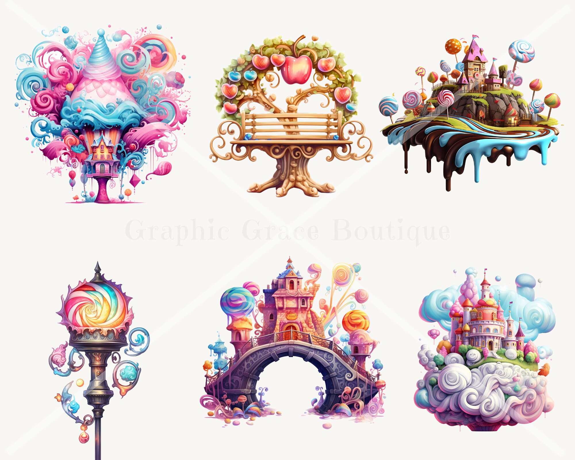 Premium Candyland Clipart Cute Girls Candy Houses - Etsy Canada